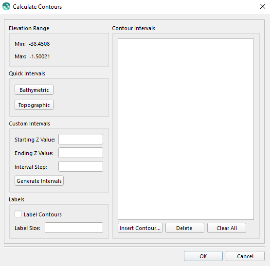 Qimera Calculate Contours Dialog